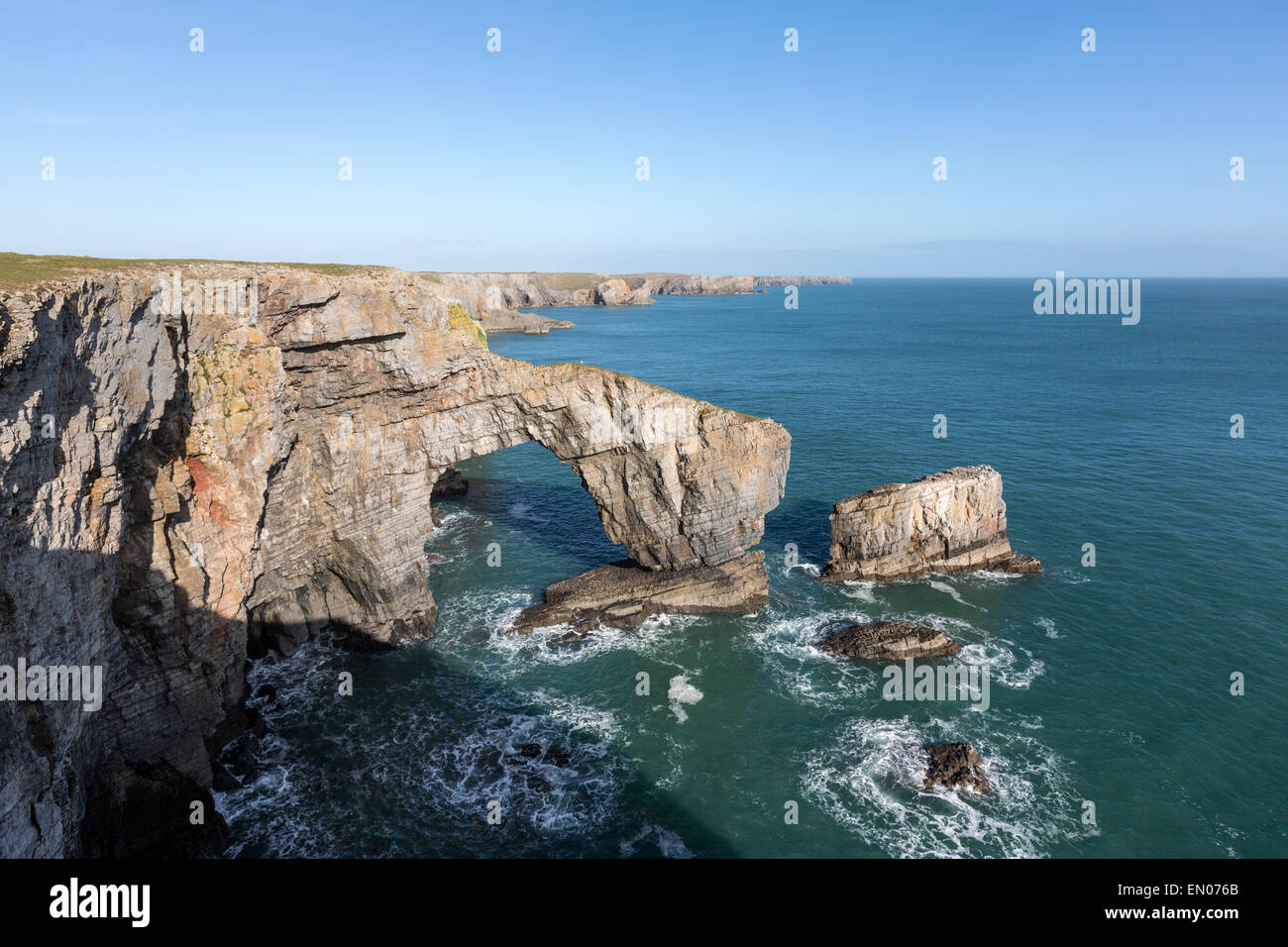 Green Bridge a landmark of Wales in Pembrokeshire Coast National Park ...