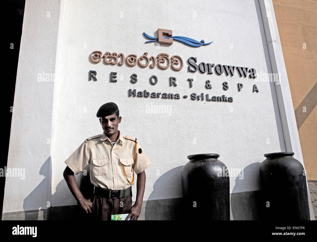 SRI LANKA: Sorowwa Hotel guard in Haparana Stock Photo - Alamy