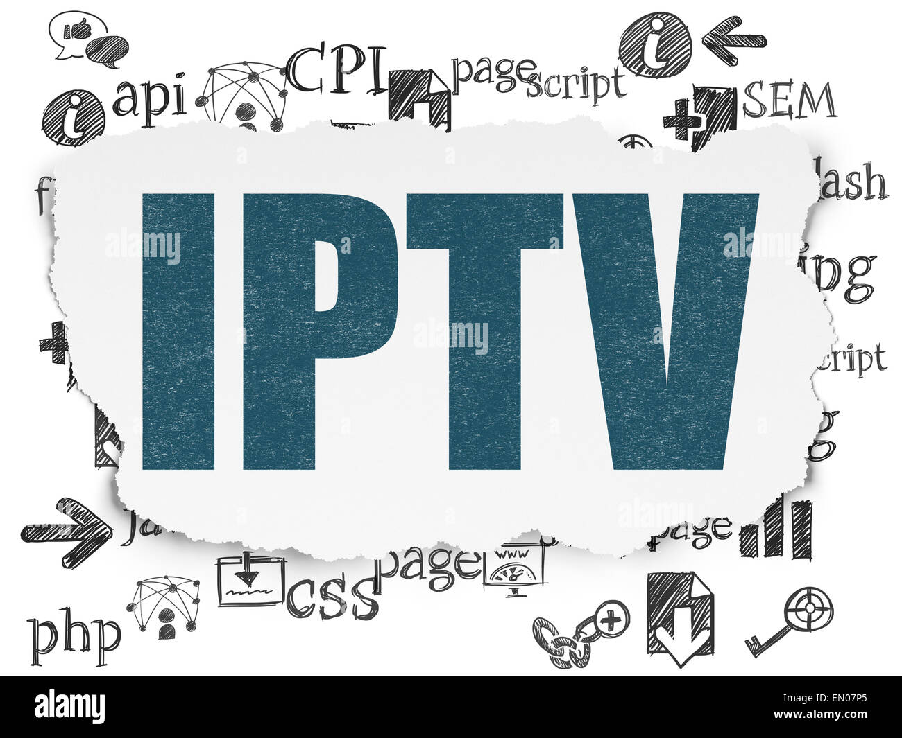 Web design concept: IPTV on Torn Paper background Stock Photo - Alamy