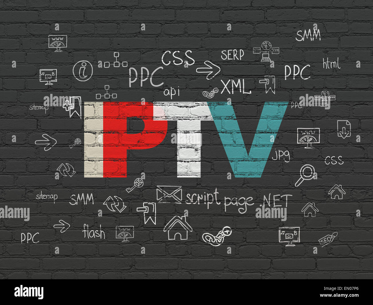 Web design concept: IPTV on wall background Stock Photo - Alamy