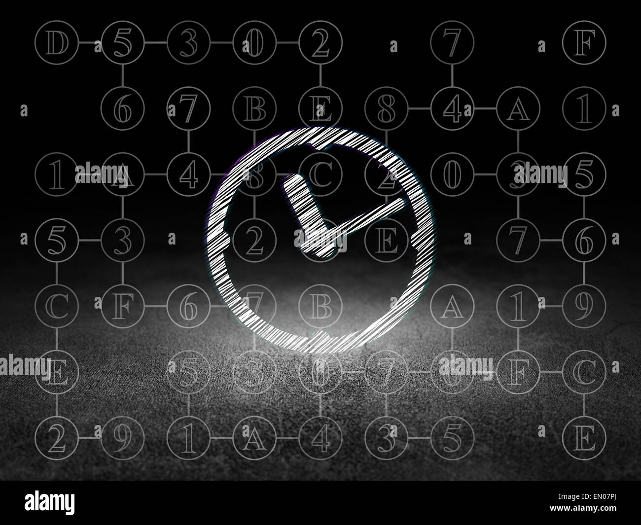 Timeline concept: Clock in grunge dark room Stock Photo - Alamy