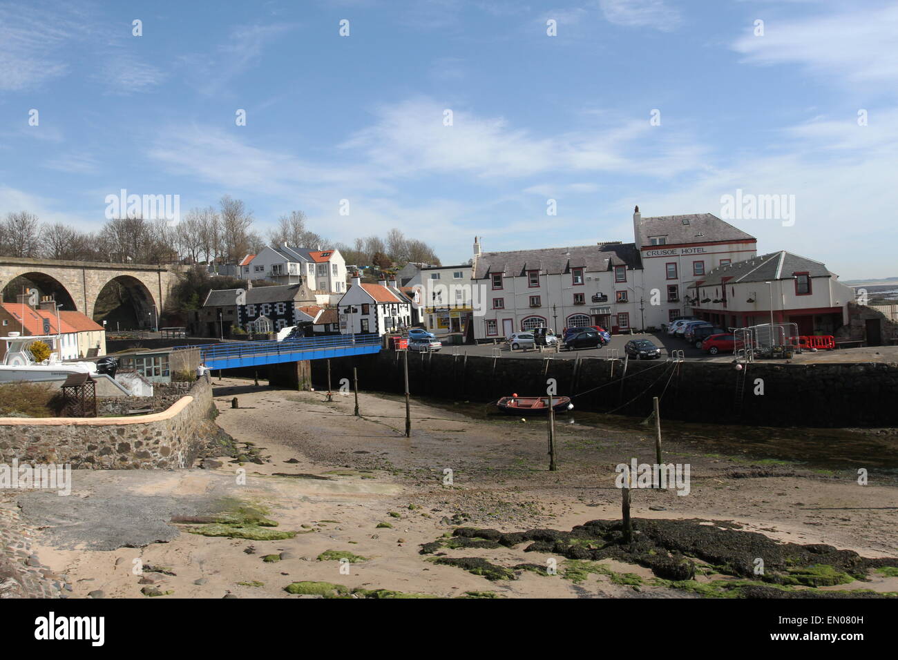 Lower Largo harbour at low tide Fife Scotland April 2015 Stock Photo ...