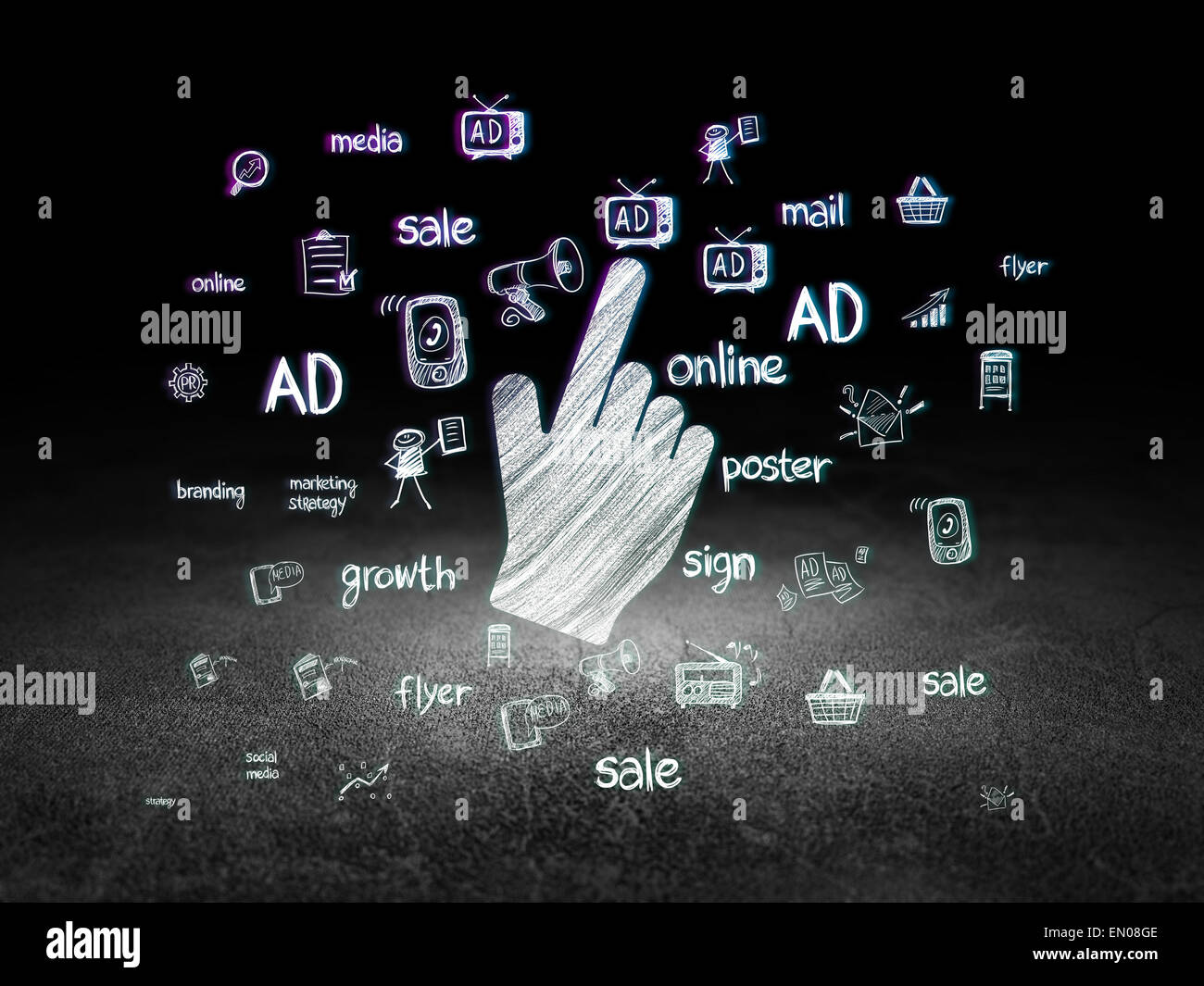 Marketing concept: Mouse Cursor in grunge dark room Stock Photo - Alamy