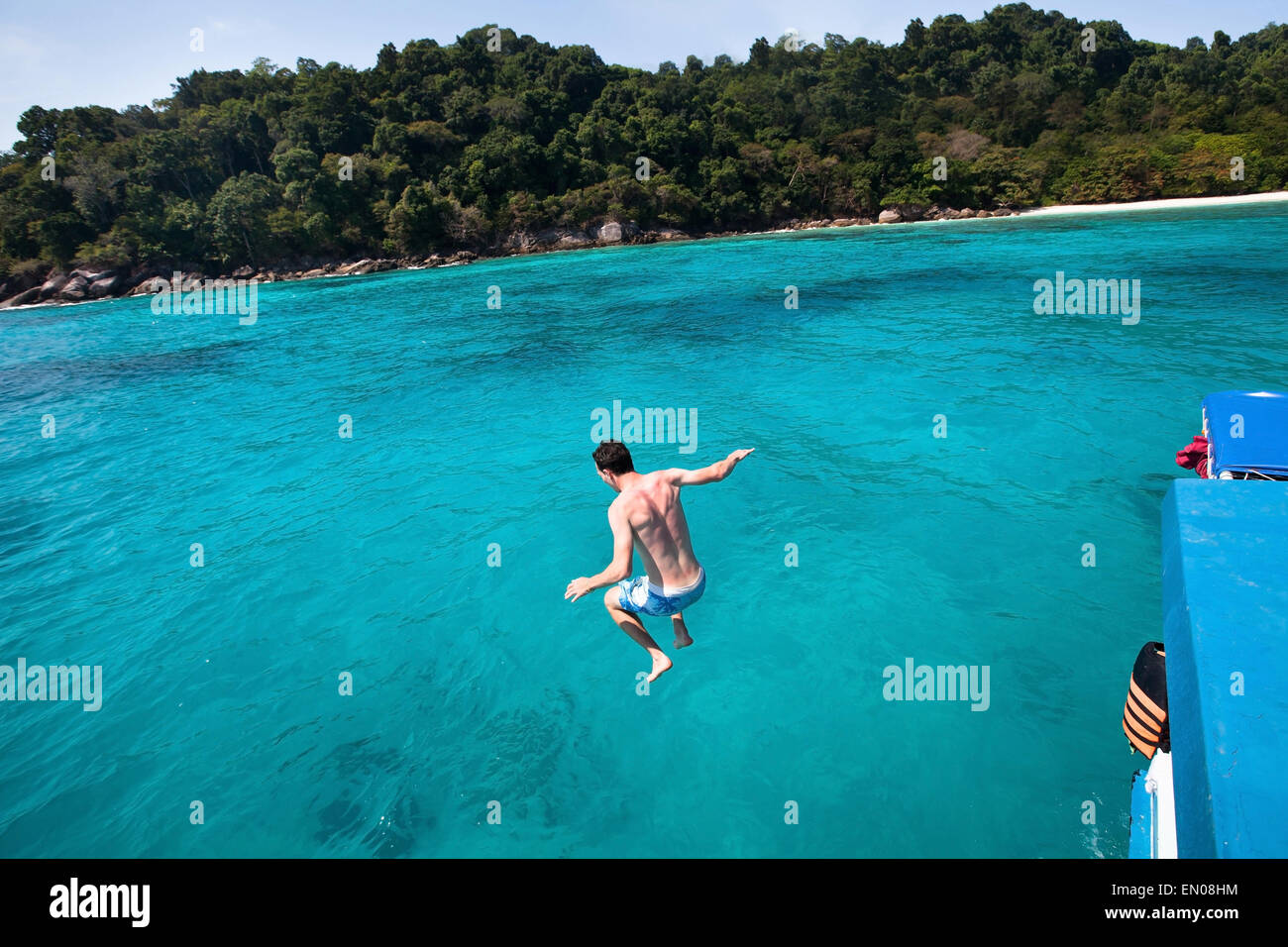 Jumping from yacht sea young hi-res stock photography and images - Alamy