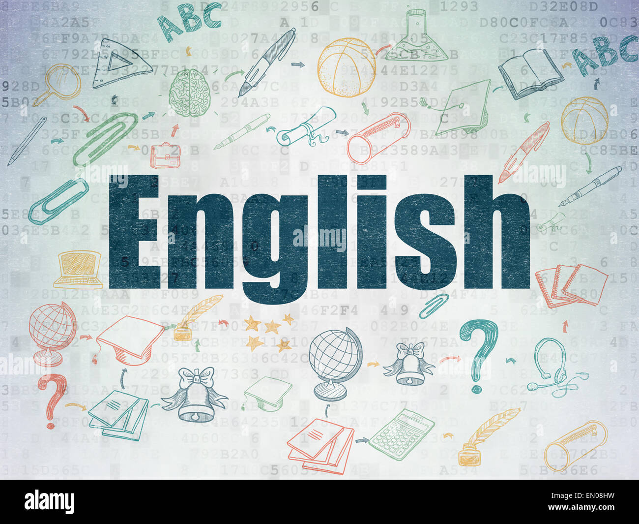Education concept: English on Digital Paper background Stock Photo - Alamy