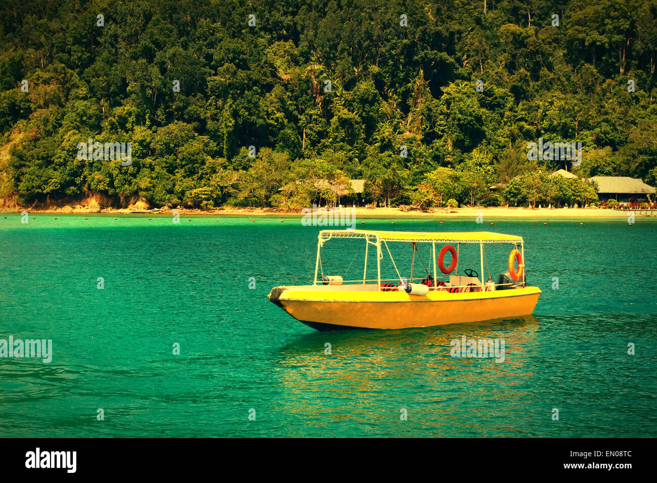 Bright yellow and blue boat hi-res stock photography and images - Alamy