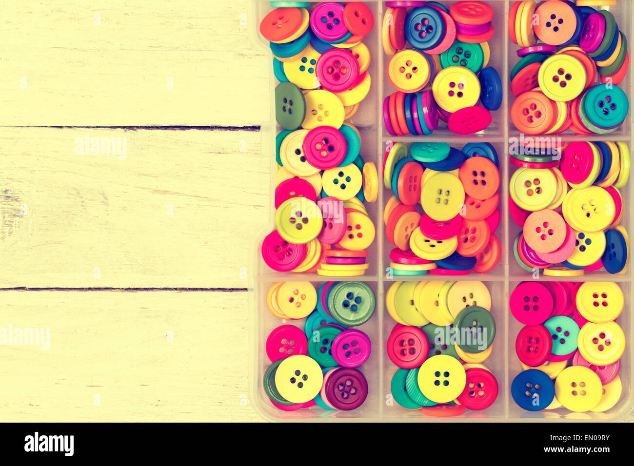 Box of olorful sewing buttons Stock Photo - Alamy