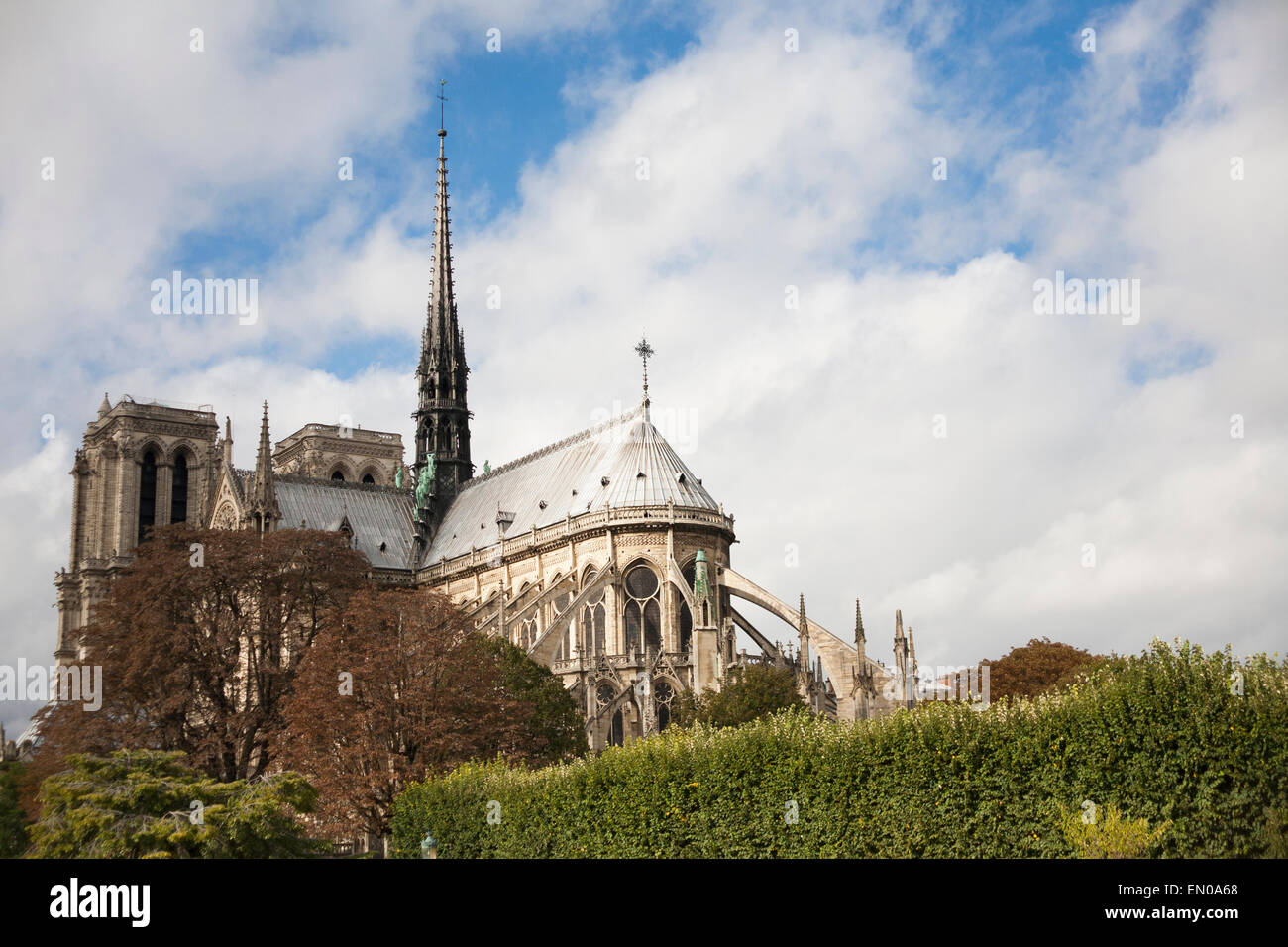 The rear view of Notre Dame Cathedral in Paris France Stock Photo - Alamy