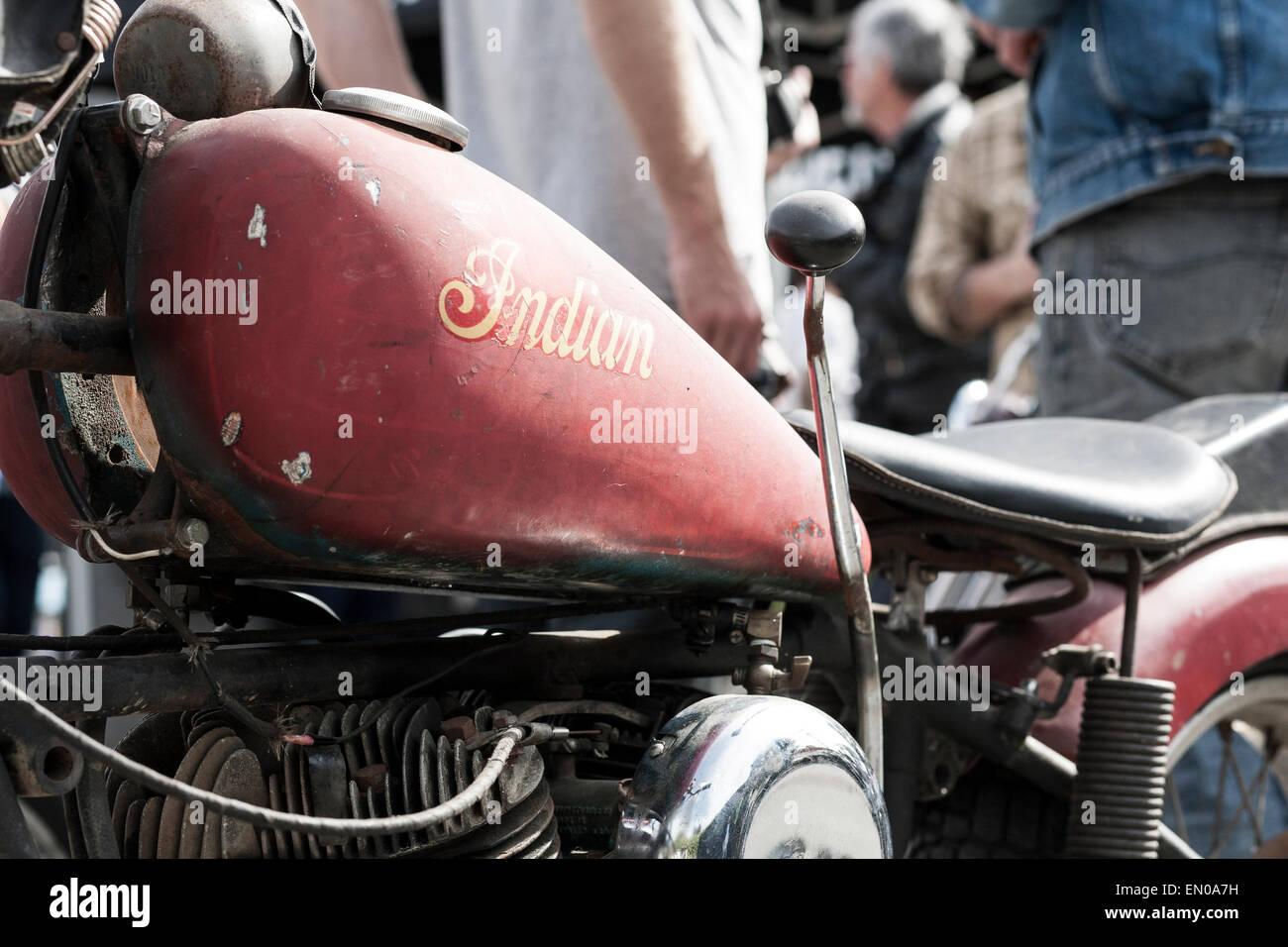 A vintage Indian Motorcycle at a motorcycle rally and show in southern ...