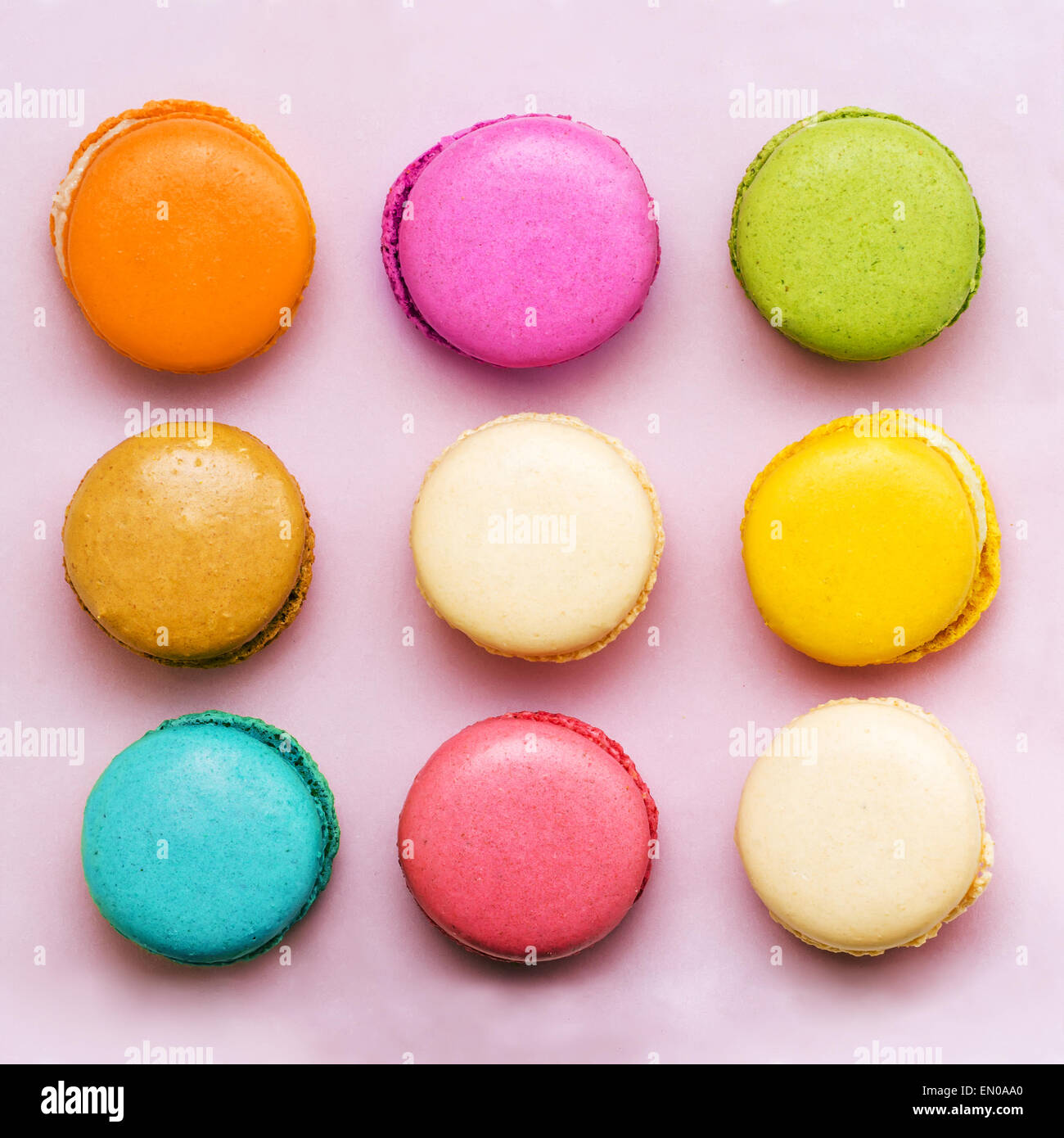 Sweet colorful macaroons. Top view Stock Photo - Alamy