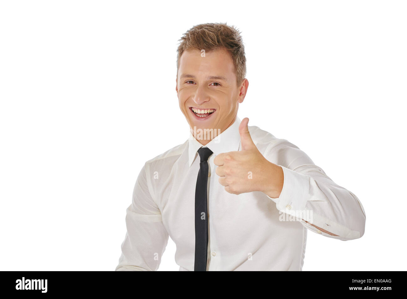Shot of cheerful businessman showing thumbs up Stock Photo - Alamy