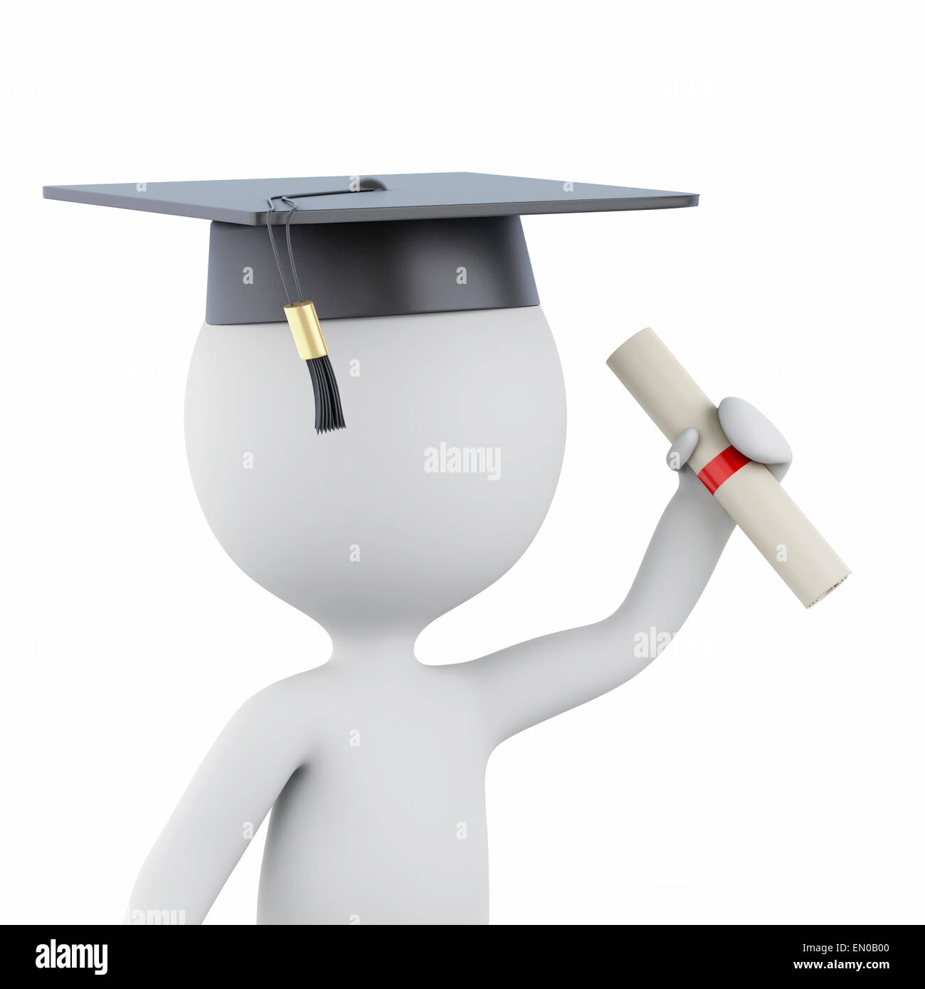 White people graduate with diploma and Graduation cap. Isolated white ...