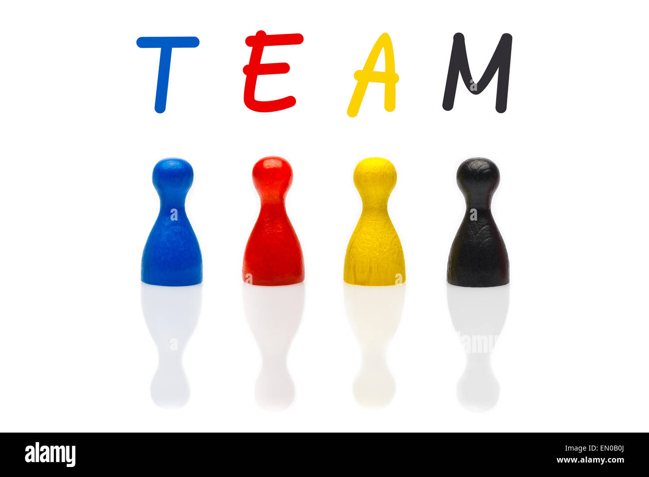 Concept for team, teamwork with text colorful. Primary color and black ...