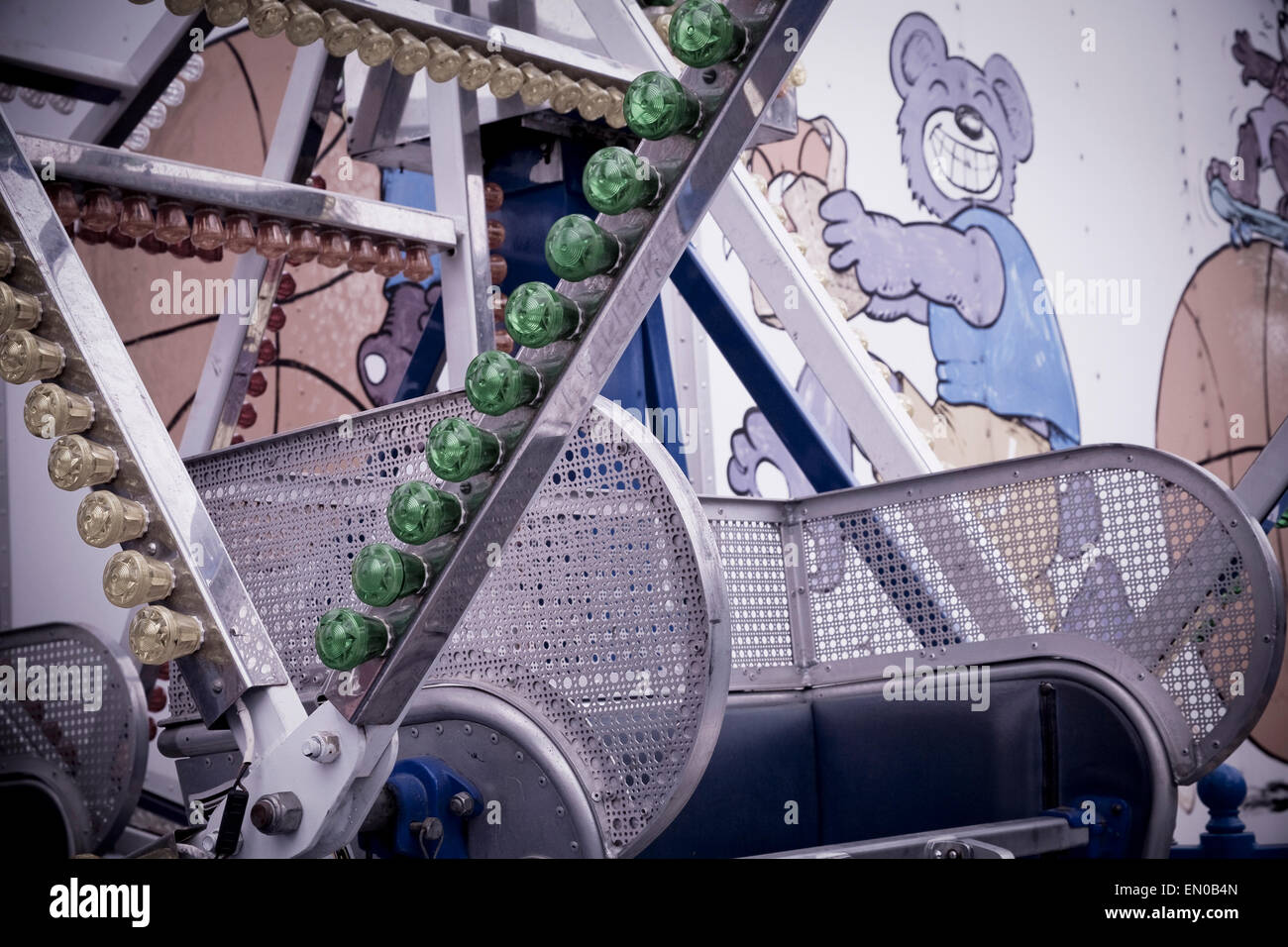 The bucket of a ferris wheel at a local carnival and street fair in a ...