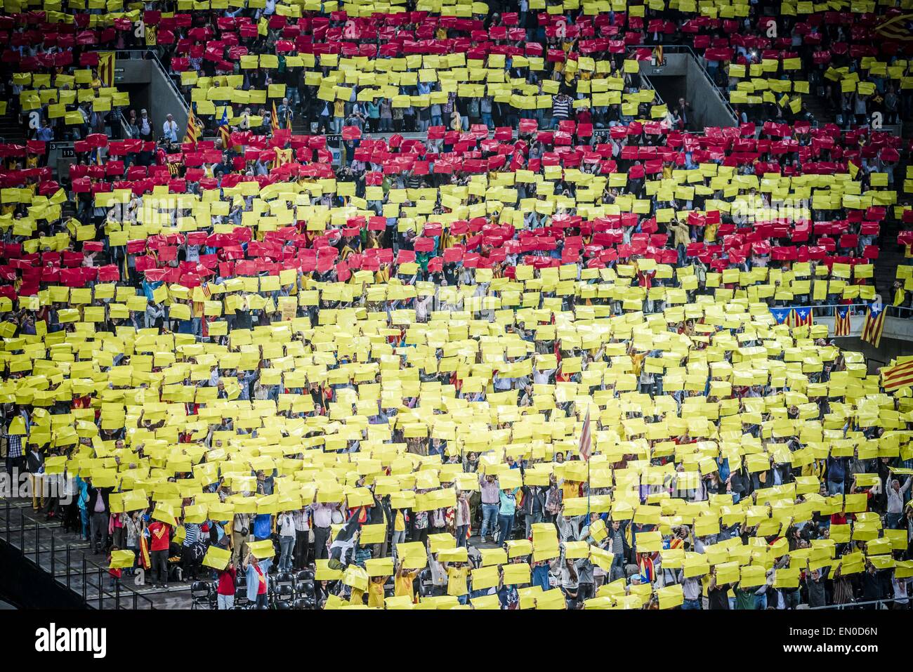 Barcelona, Catalonia, Spain. 24th Apr, 2015. A giant mosaic is build in ...