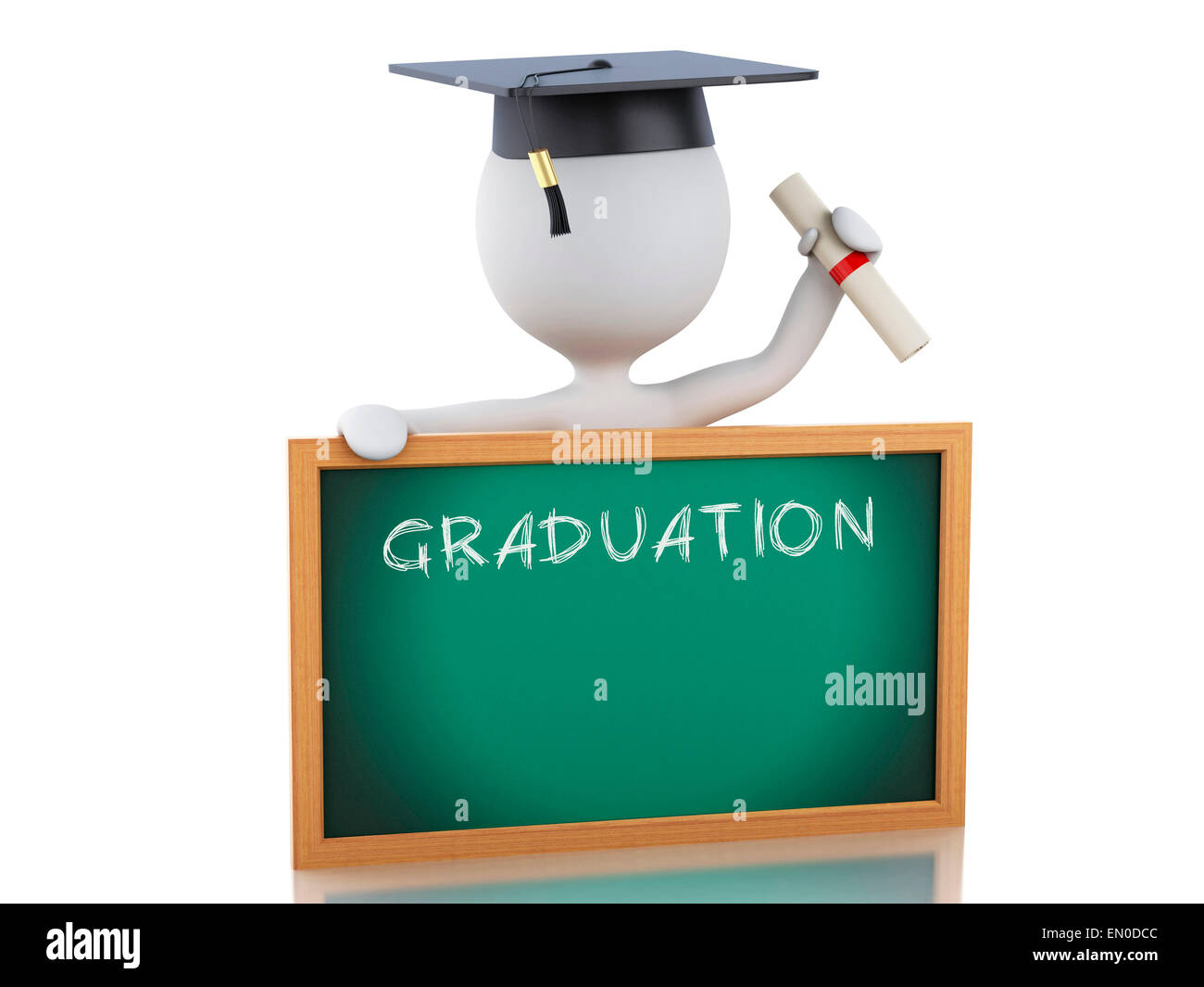 White people graduate with diploma, Graduation cap and blackboard ...