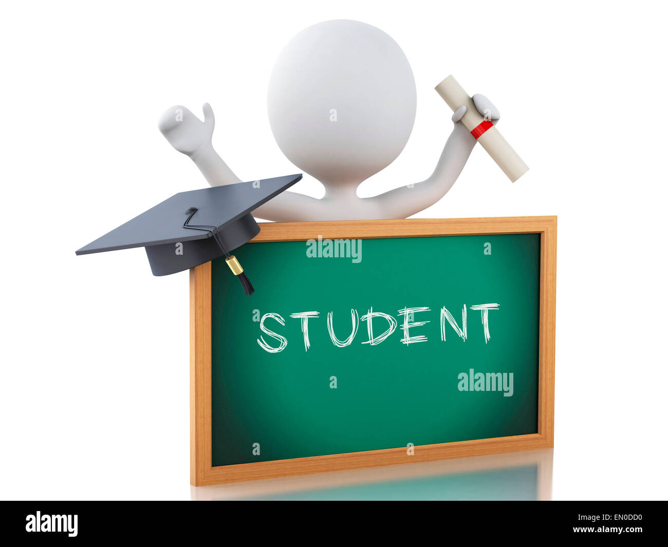 White people graduate with diploma, Graduation cap and blackboard ...