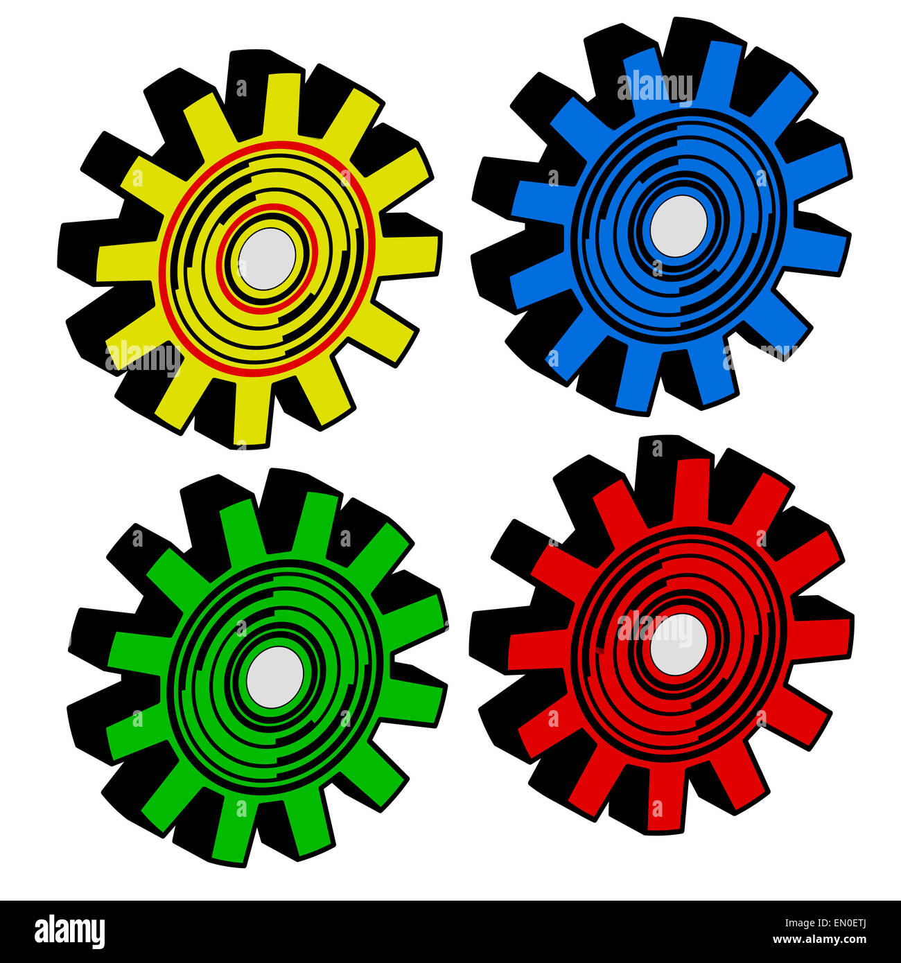 Colors gears on white background vector Stock Photo - Alamy