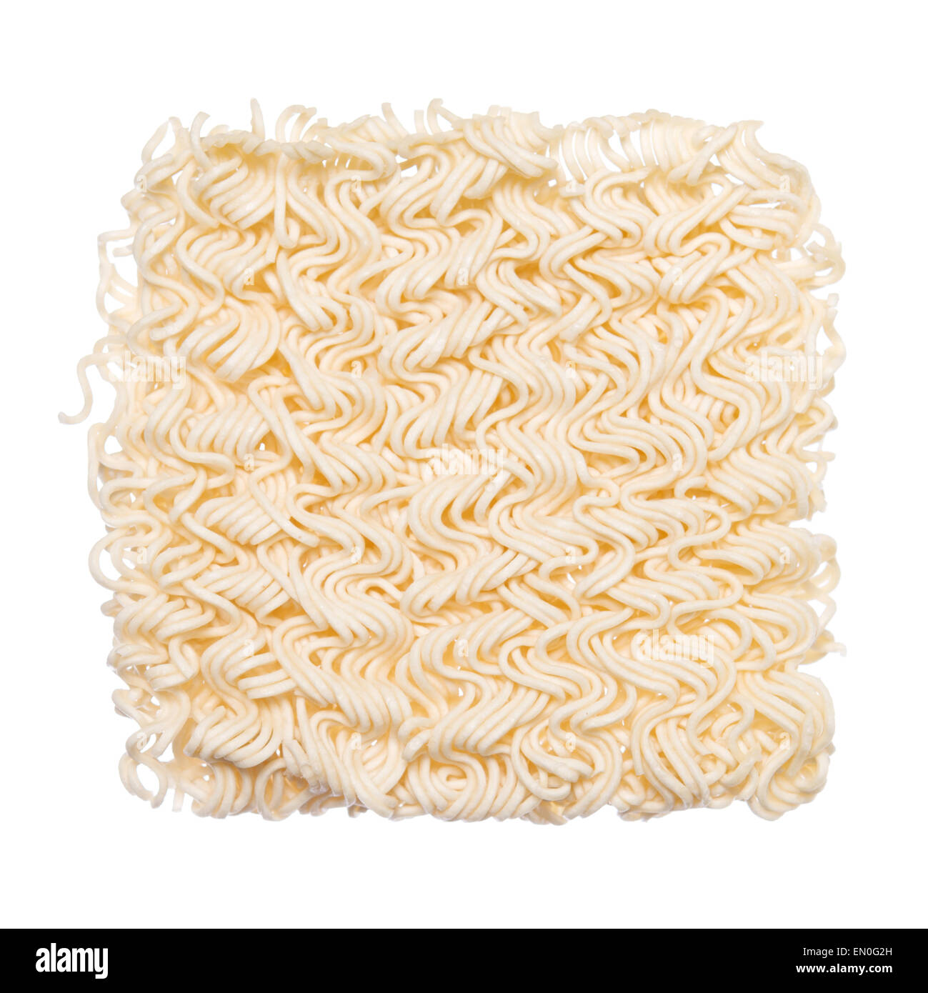 A block of Asian ramen instant noodles isolated on white background ...