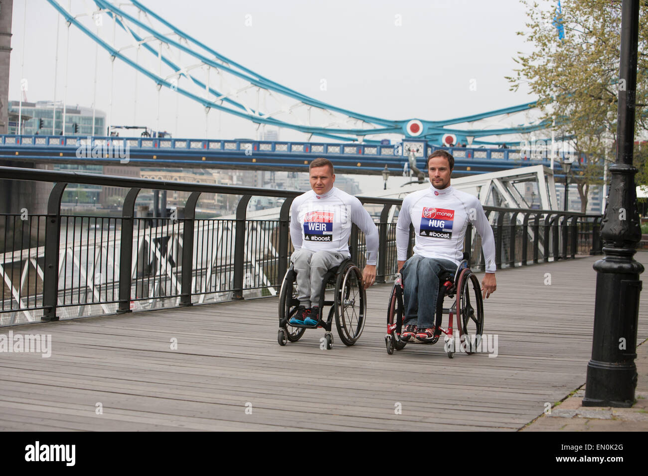 David Weir and Marcel Hug attend a photocall by Tower Bridge ahead of ...