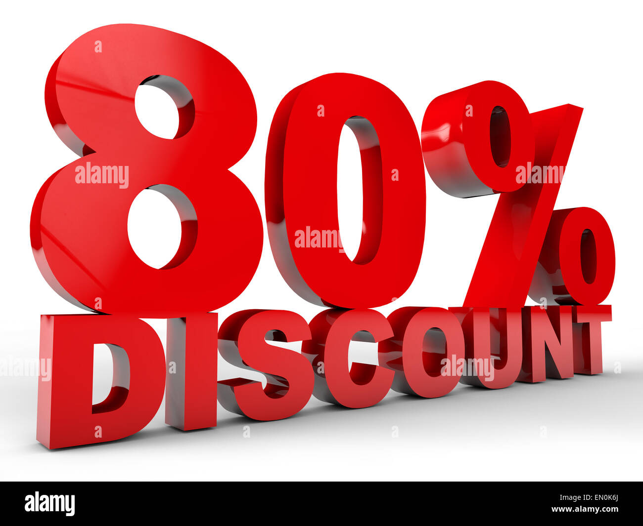 80% Discount over white Background Stock Photo - Alamy
