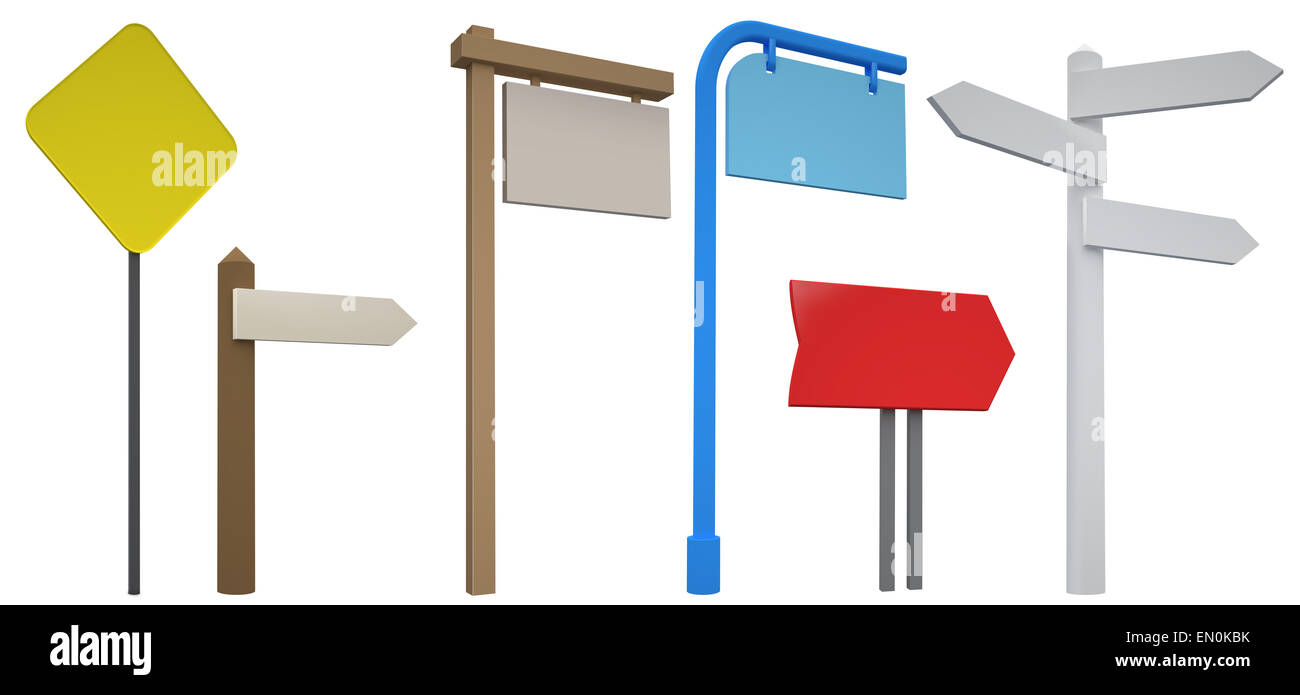 3D Blank signpost collection Stock Photo - Alamy
