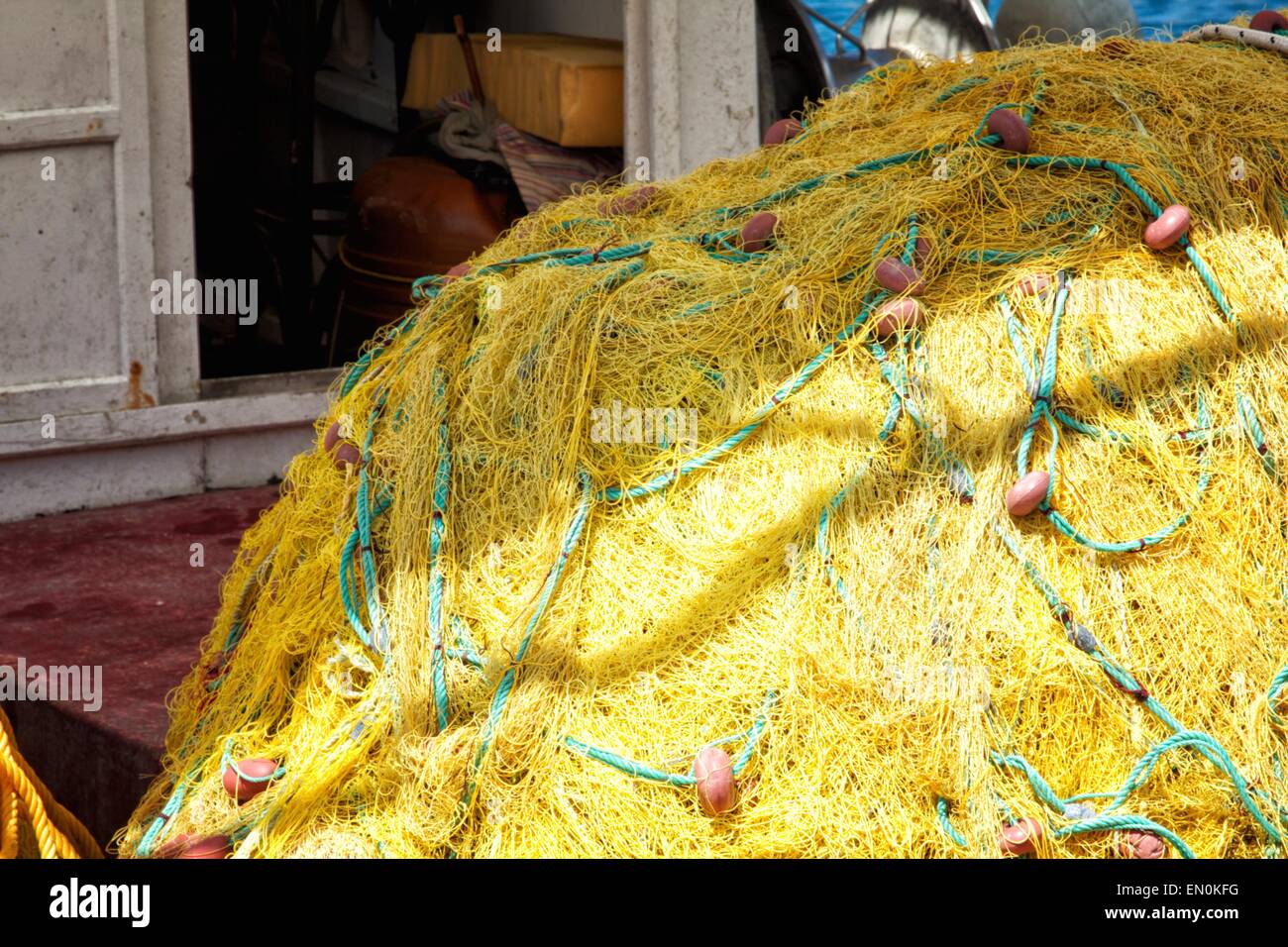 a view of colored fishen net Stock Photo - Alamy
