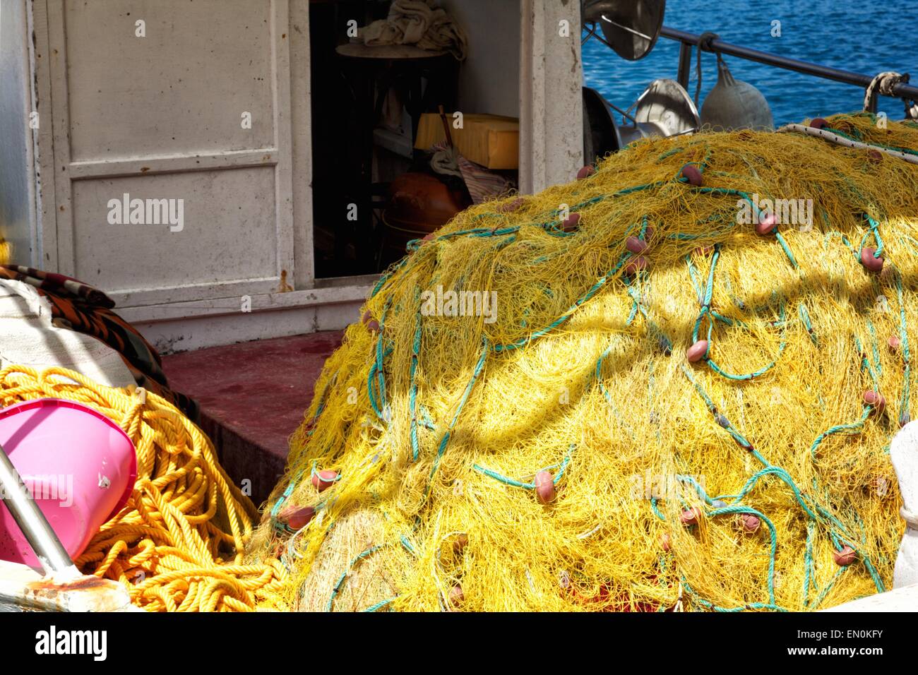 a view of colored fishing net Stock Photo - Alamy