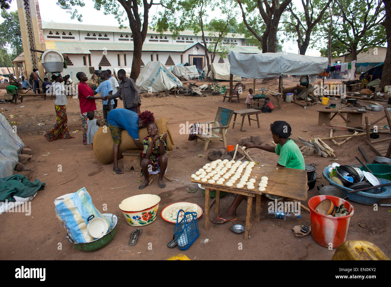 Displaced people have taken refuge at the catholic mission Stock Photo ...