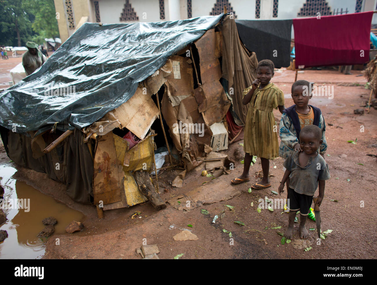 Displaced people have taken refuge at the catholic mission Stock Photo ...