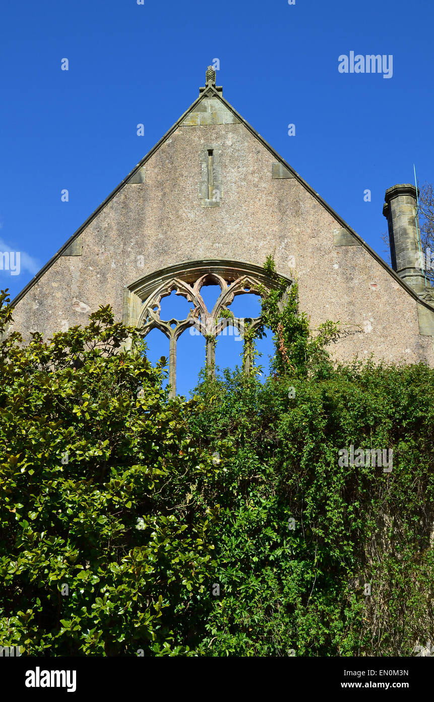 Gable end to a derelict 18th century English manor house in Southern ...