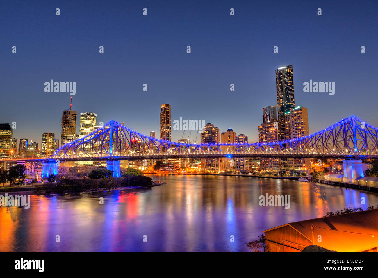 Skyline of Brisbane and Story Bridge, Brisbane, Australia Stock Photo ...