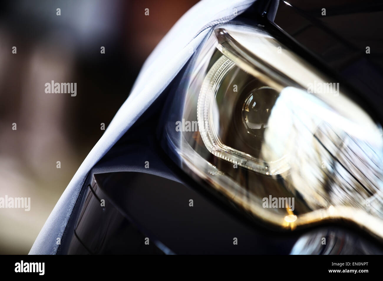 Detail on one of the LED headlights of a car Stock Photo - Alamy