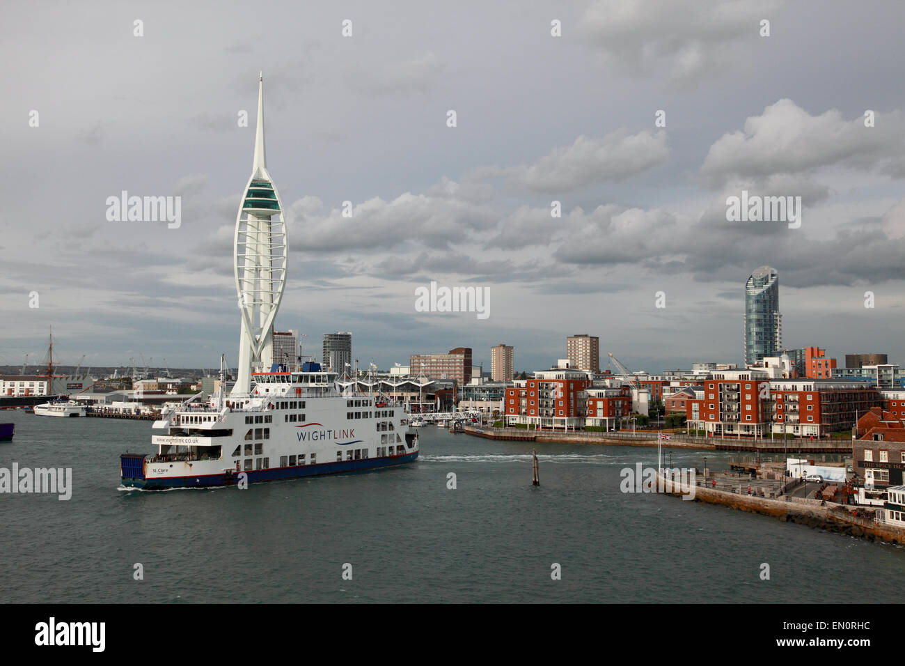 Wightlink flagship ferry MV St Clare leaving Portsmouth harbour for ...