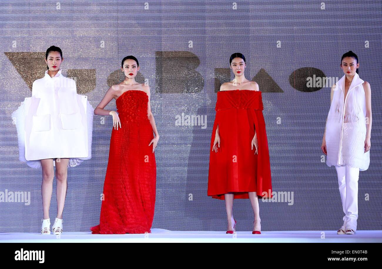 Qingdao, China's Shandong Province. 24th Apr, 2015. Models present ...