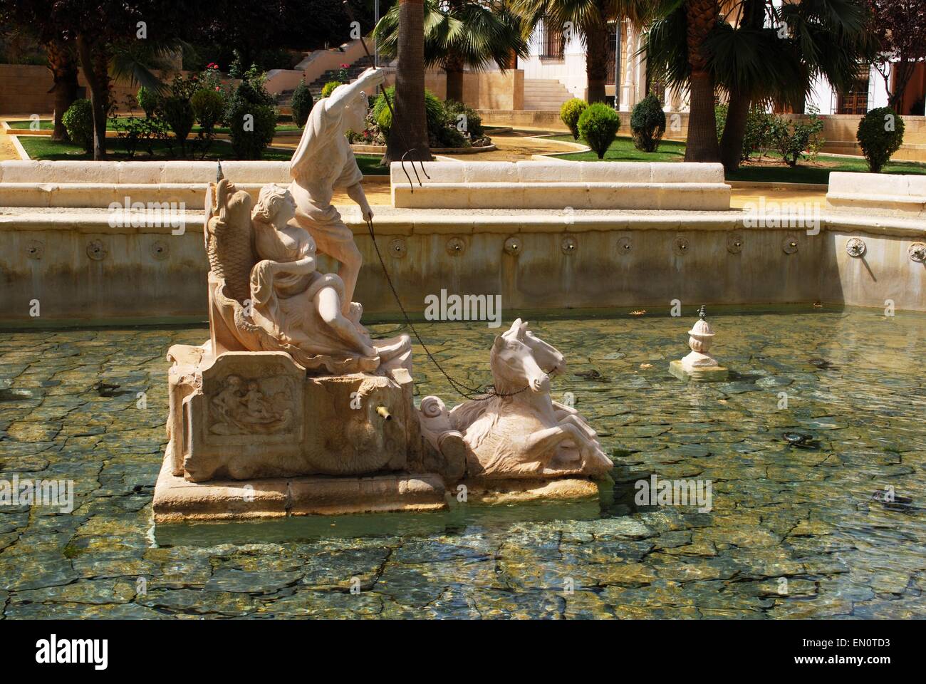 Kings fountain (Fuente del Rey) with statue of Neptune, Priego de ...