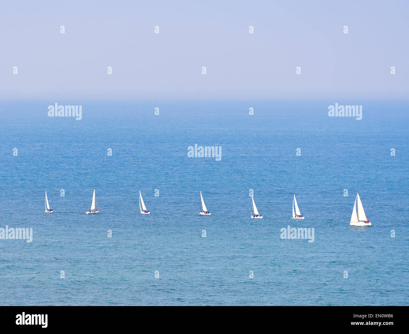 many sailboats on the sea Stock Photo - Alamy