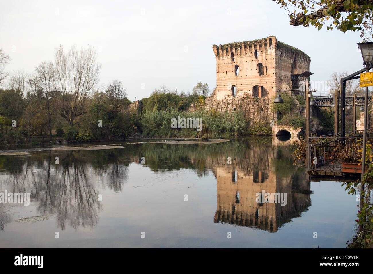 Old castle and bridge in Italian town Borghetto Stock Photo - Alamy