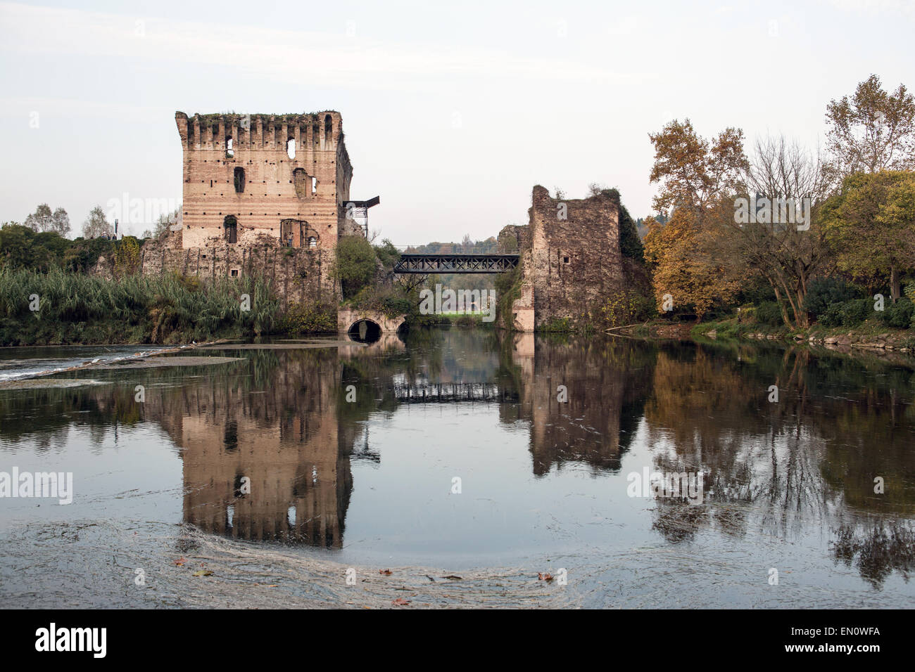 Old castle and bridge in Italian town Borghetto Stock Photo - Alamy