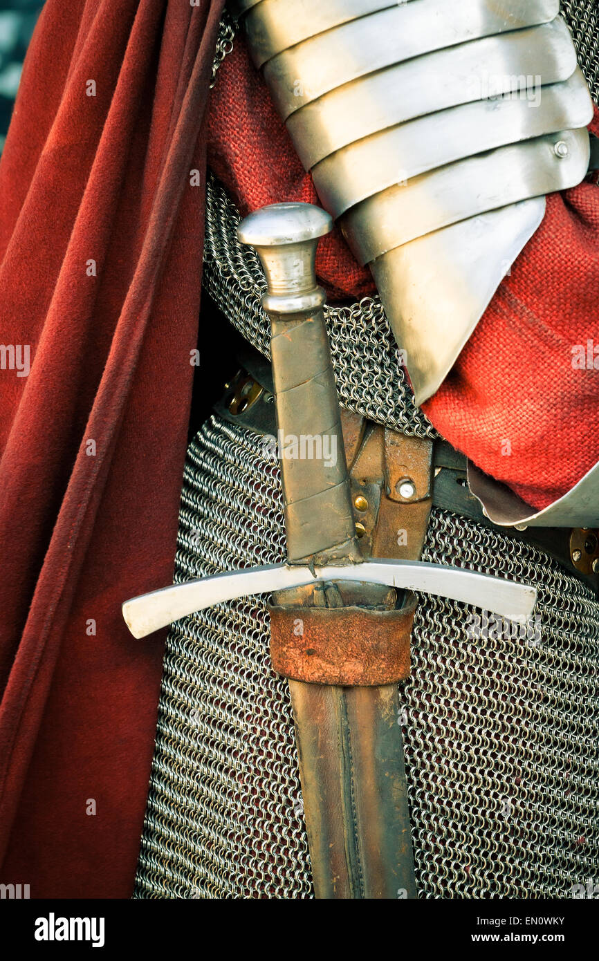 Medieval knight. Close-up of sword and armor Stock Photo - Alamy