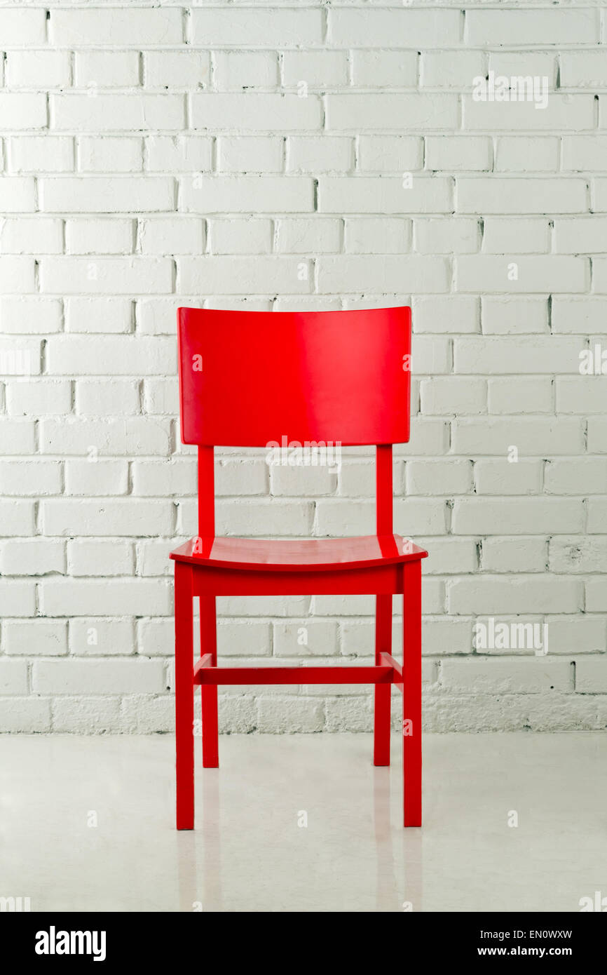 Red wooden chair Stock Photo - Alamy