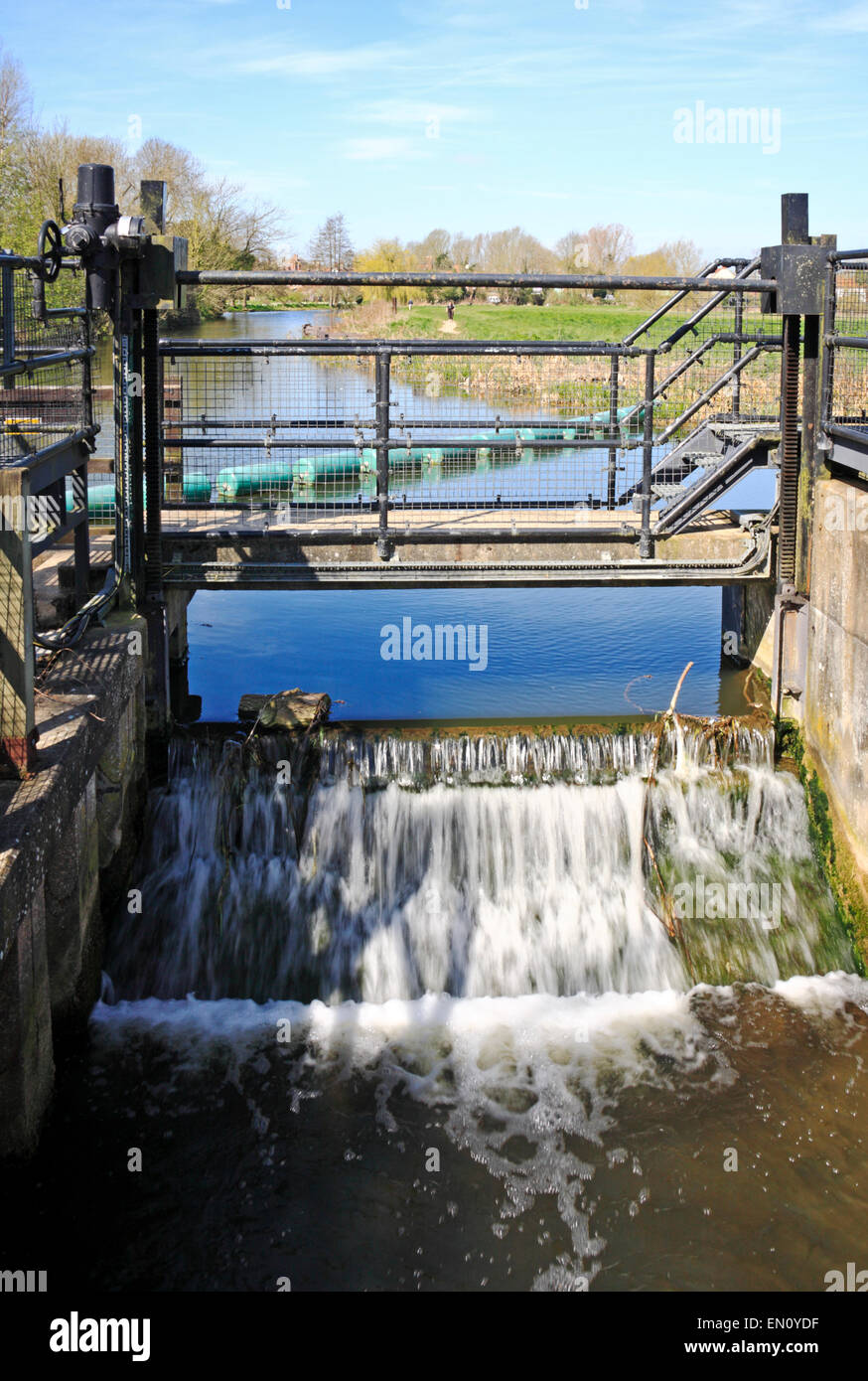 A sluice of the River Waveney at Bungay, Suffolk, England, United ...
