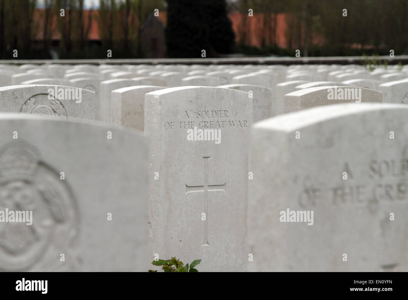 The graves of soldiers from the First World War at Tyne Cot cemetery ...