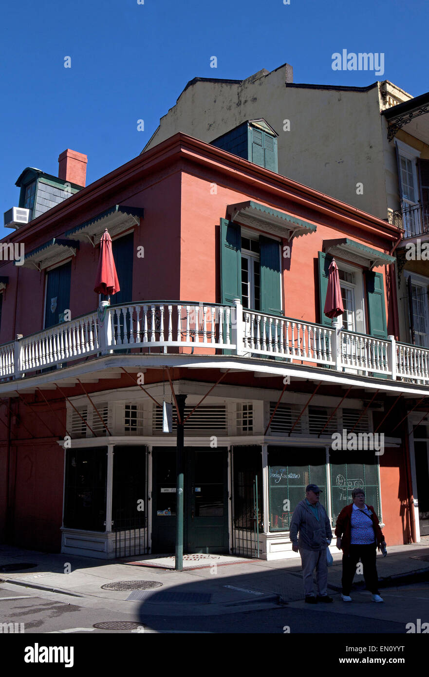 New Orleans,Louisiana: French colonial architecture on Bourboun Street ...