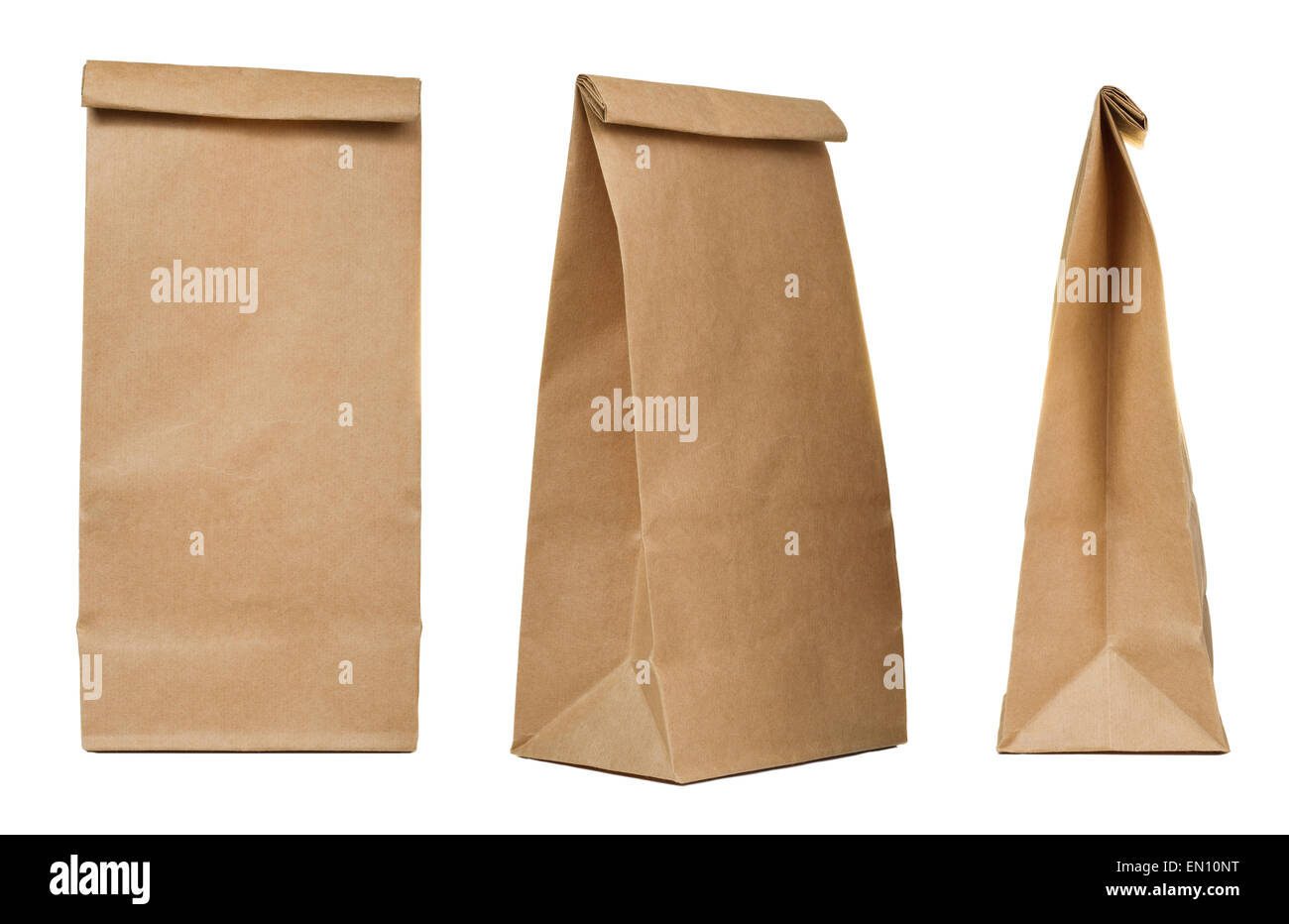 Brown paper bag set isolated on white background Stock Photo - Alamy