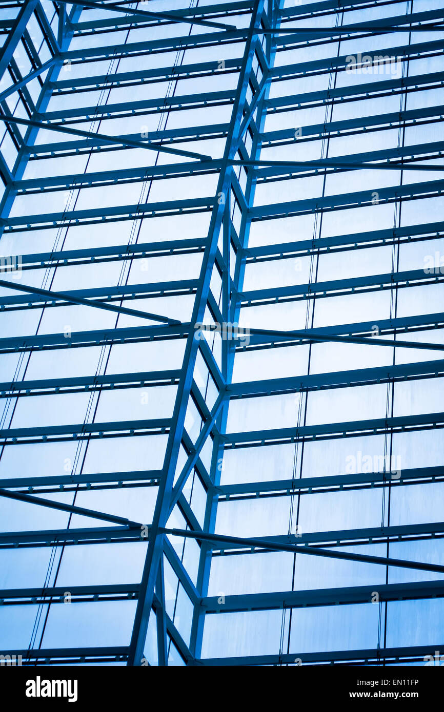 Glass and metal wall of modern business center Stock Photo - Alamy