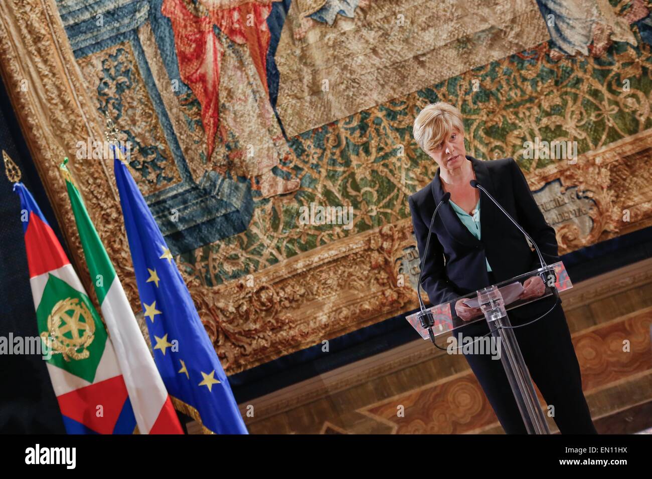 Rome, Italy. 24th Apr, 2015. Minister of Defense, Roberta Pinotti ...