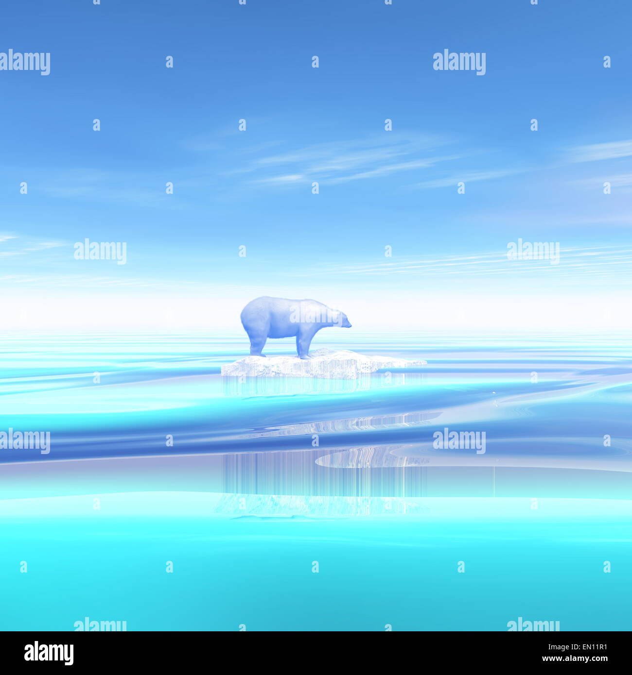 Polar bear standing on an iceberg by day - 3D render Stock Photo - Alamy