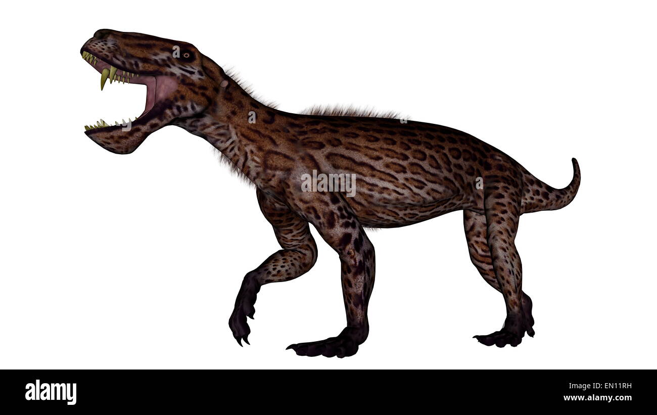 Lycaenops dinosaur roaring isolated in white background - 3D render ...