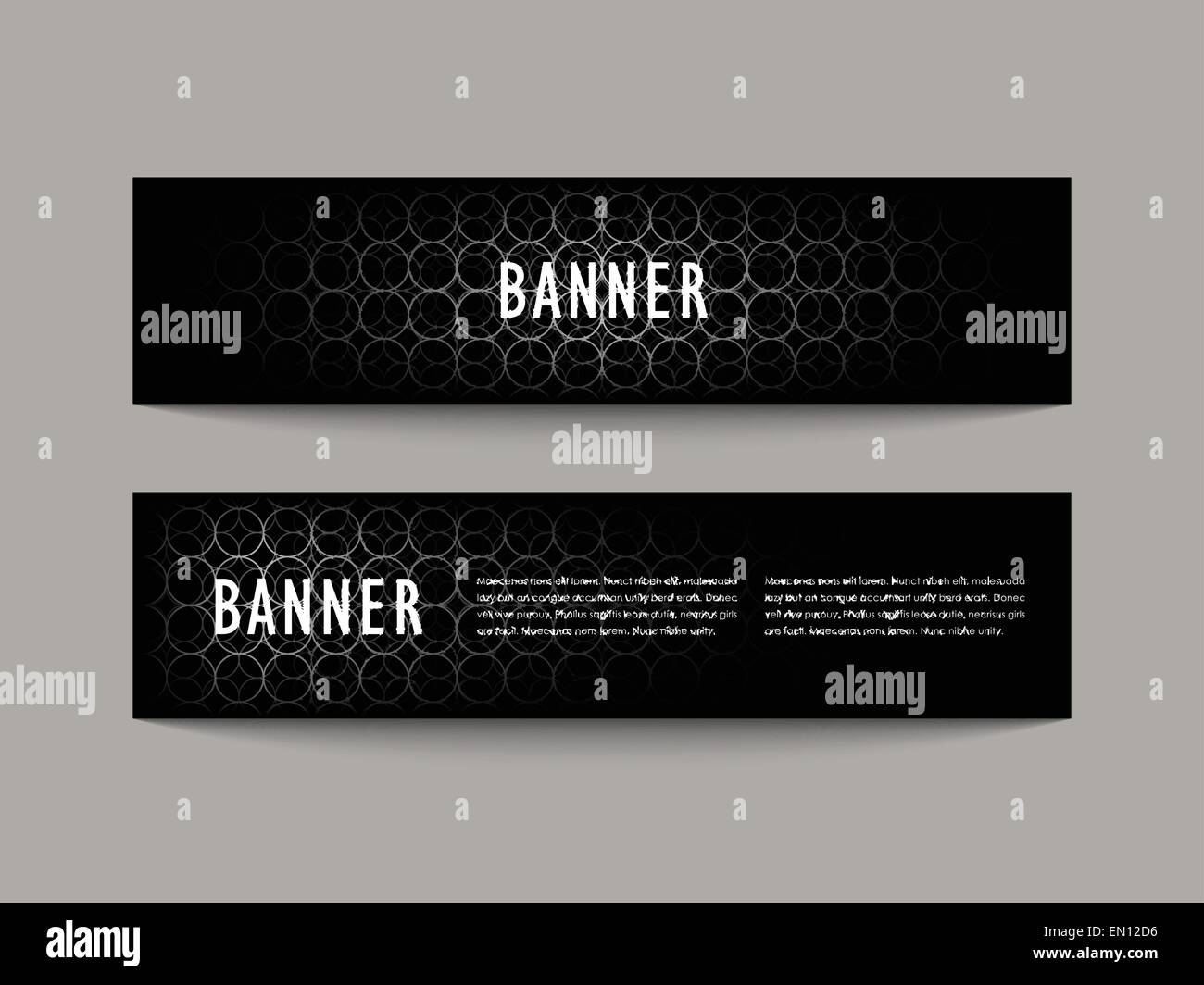 futuristic style banner design set with silver circles pattern over ...